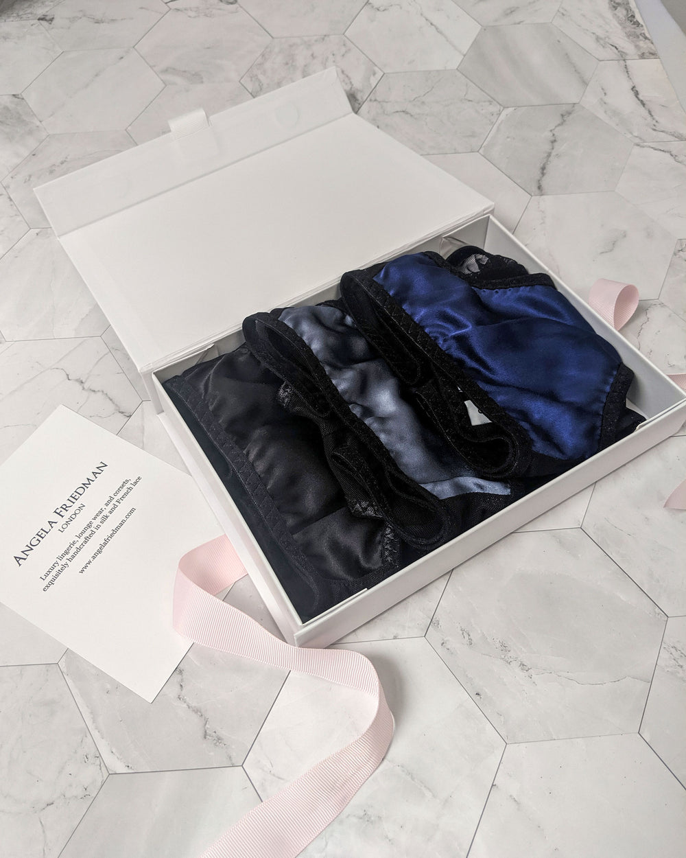 Designer lingerie gift sets in 100% silk satin